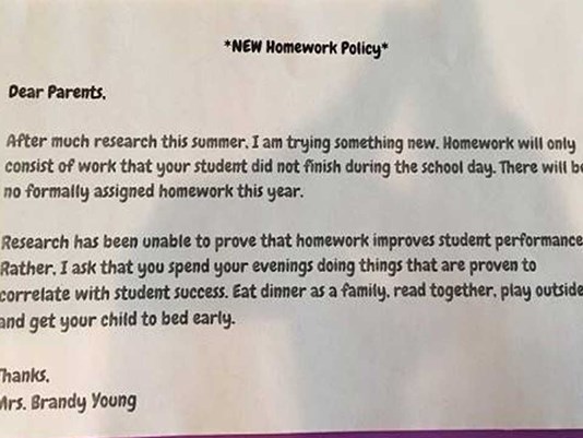 No homework policy goes viral | firstcoastnews.com